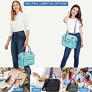 Large Lunch bag, Wide-Open Reusable Lunch Box for Men and Women with Removable Strap Adult Lunch Tote for Work College Travel Picnic VONXURY