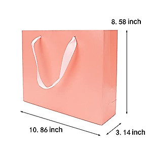 Dasofine Pink Gift Bags, 12pcs 10.86'' × 3.14'' × 8.5'' Small Paper Bags with Handle, Party Favor Gift Bags, Shopping Bags Bulk Crafts Retail Goodies Bags