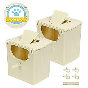 POPETPOP Parakeet Nesting Box, Bird Nest Breeding Box Bird Hut Cage Mounted Plastic Nesting Boxes for Cockatiel Budgie Parrot 2Pcs Bird Cage