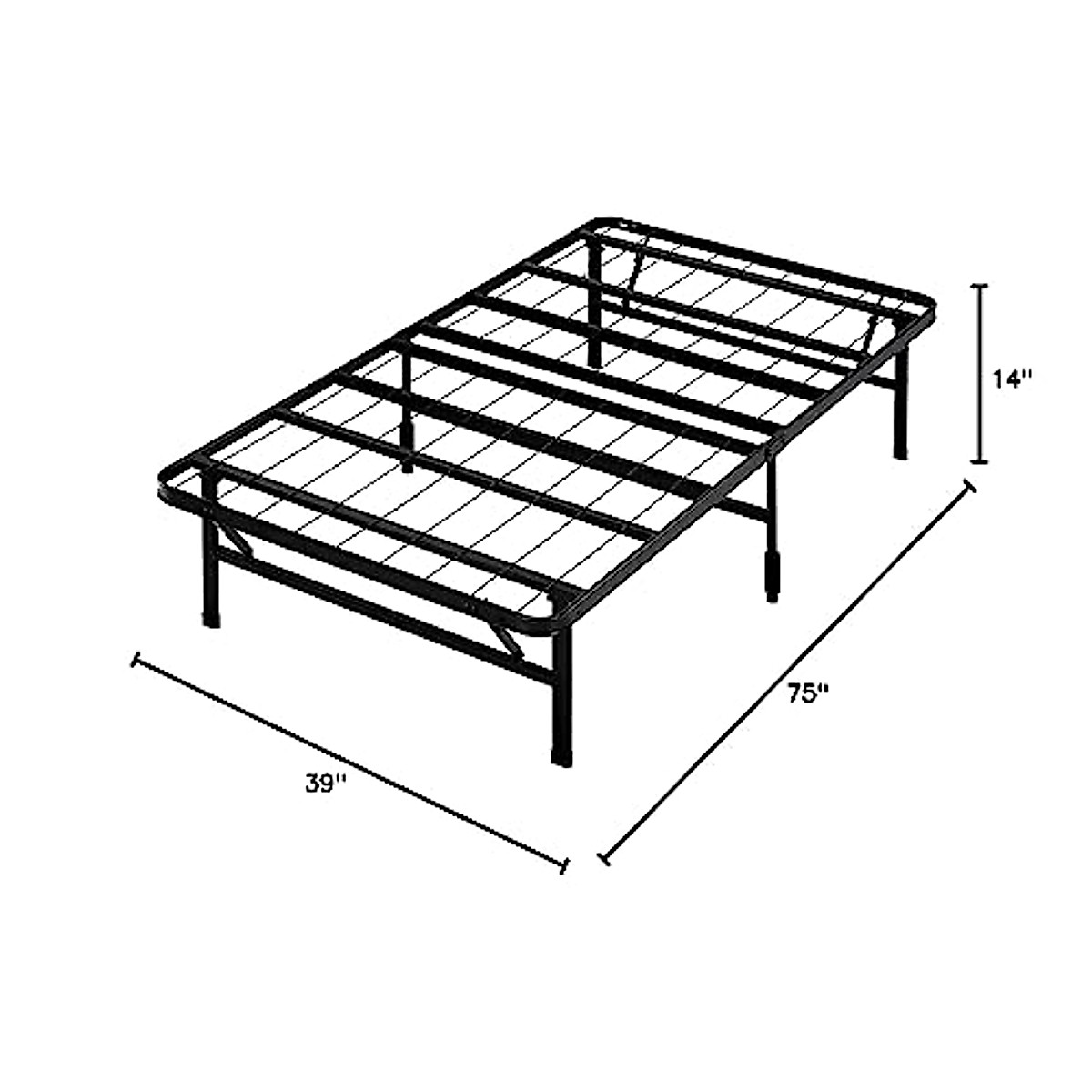 ZINUS SmartBase Tool-Free Assembly Mattress Foundation / 14 Inch Metal Platform Bed Frame / No Box Spring Needed / Sturdy Steel Frame / Underbed Storage, Black, Twin, Regular