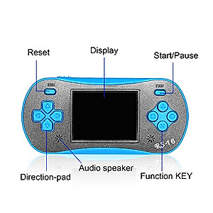 Handheld Game Player for Kids Adults- FAMILY POCKET RS16 Portable Classic Game Controller Built-in 260 Game 2.5 inch LCD Retro Arcade Video Game System Children's Birthday Gift (RS-16 Blue1)