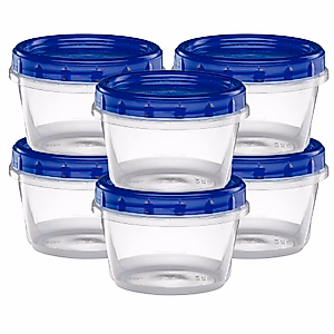 Elegant Disposables Twist Top Containers Small Food Storage Containers Blue Screw on Lid Reusable Stackable Leakproof Airtight, Pack of 10- 4 oz Containers