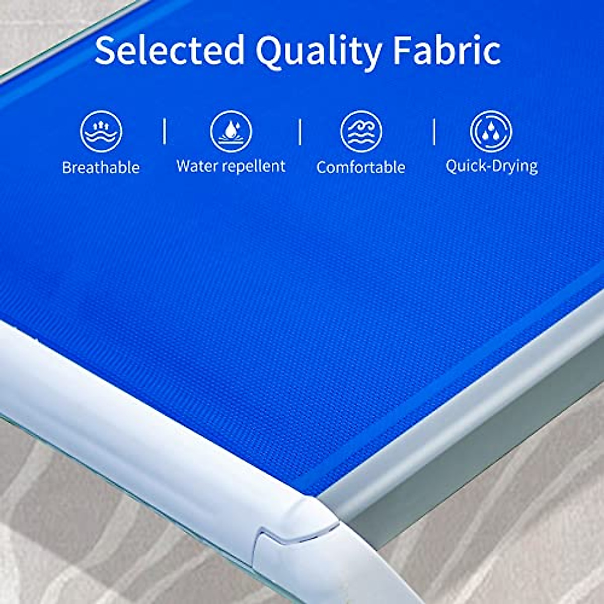 domi outdoor living Patio Chaise Lounge Adjustable Aluminum Pool Lounge Chairs with Arm All Weather Pool Chairs for Outside,in-Pool,Lawn (Blue)