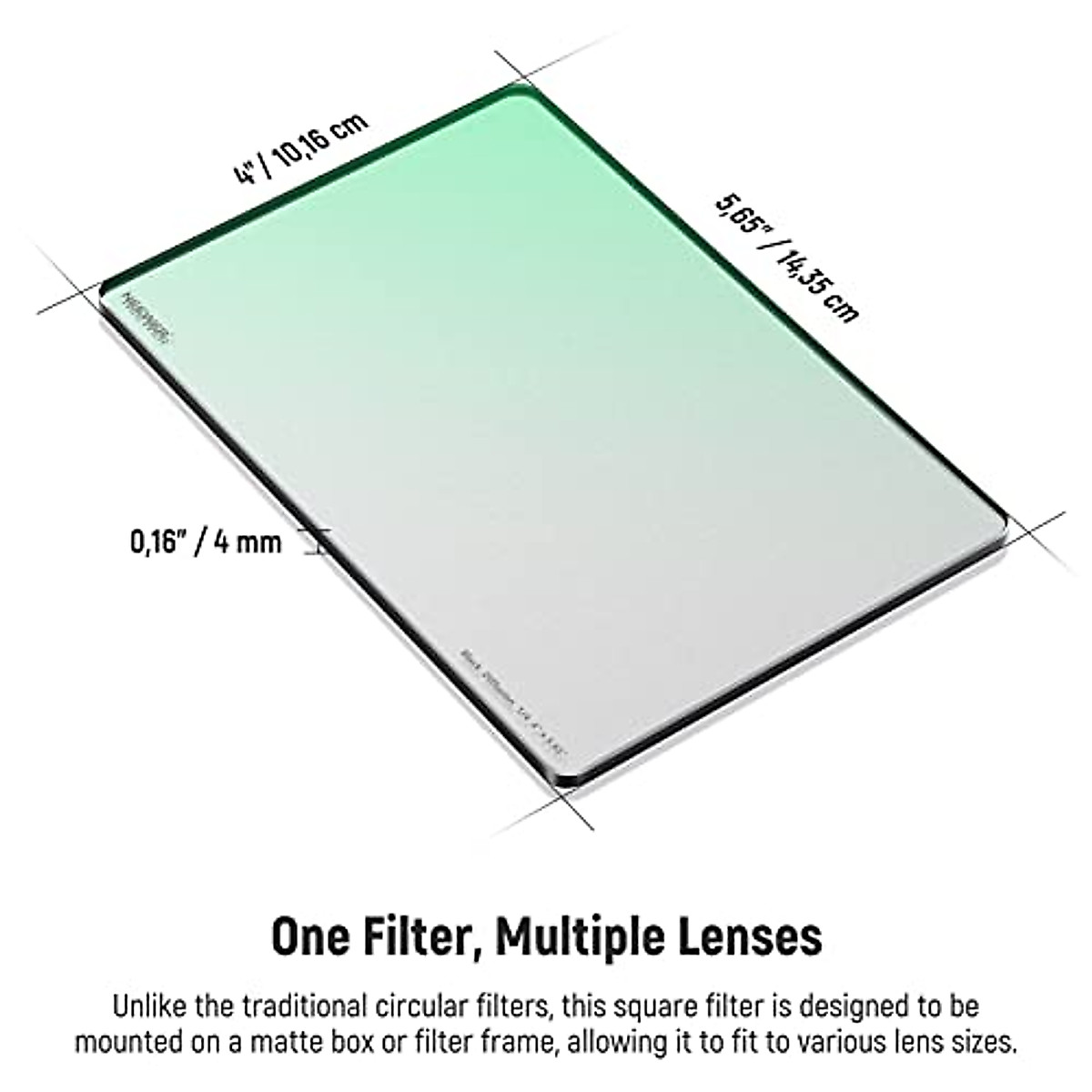 NEEWER 1/4 Black Diffusion Mist Dreamy Effect 4"x5.65" Cinema Square Filter (Rectangular) with HD Optical Glass Compatible with Tilta Compatible with SmallRig Matte Box for Cinematic Photo Videography