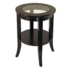 Winsome Genoa 22.56 x 18.47 x 18.47-Inch Composite Wood End Table With Glass inset, Dark Espresso (92218)