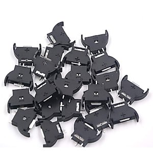 LampVPath (Pack of 25 CR2032 Battery Holder, Coin Cell Button Socket Holder Case, CR2032 Coin Cell Button Battery Holder with 3 Pin Solder Mounting Lead