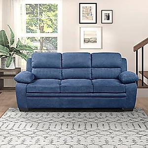 Lexicon Vega 80" W Fabric Living Room Sofa Couch, Blue