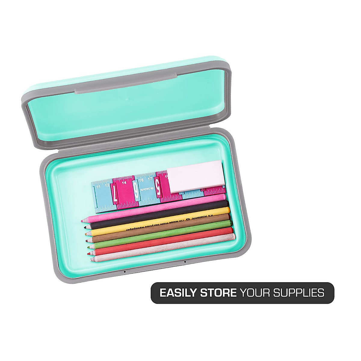 It's Academic Flexi Storage Box with Lid, Collapsible Pencil Case Design for Craft and School Supplies, 3-Pack