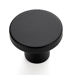 Ravinte 5 Pack Cabinet Knobs Black Kitchen Cabinet Knobs Round Dresser Drawer Knobs Matte Black Drawer Pulls Closet Door Knobs 1-1/5 Inch, OCNYN8HS5