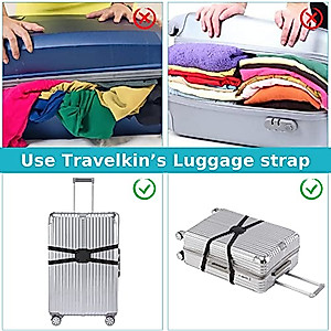 Travelkin Luggage Bungee Strap for Suitcases TSA Approved, Travel Bag Bungee Belt for Suitcases Add a Bag (Black)