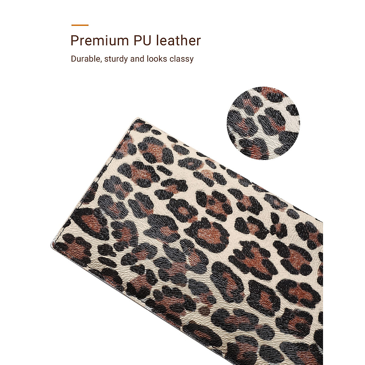 Zreal Checkbook Cover for Men & Women, Premium Vegan Leather Checkbook Holder Slim Wallets for Top & Side Tear Duplicate Checks with RFID Blocking (Light Cheetah)