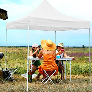 BannerBuzz Blank Canopy Tent with Carry Bag, Graphic with Hardware, 420 Denier Oxford Polyester Fabric, Pop Aluminum Frame for Easy Installation, Velcro Topper Attachment (20' x 10', White)