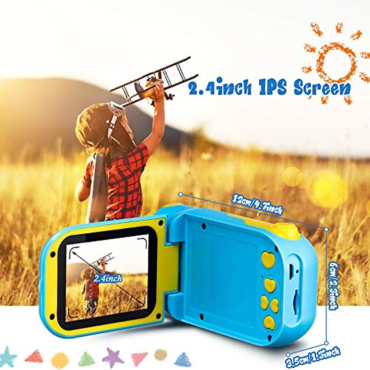 Engpure Kids Camera, Kids Video Camcorder 1080P 2.4 inch IPS Screen Camera Toys for 3-10 Years HD Children Videos Recorder for Boys Girls Toys, with 32GB Micro SD Card (Blue)