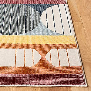 SAFAVIEH Orwell Collection 5'3" x 7'7" Blue/Yellow ORW367M Mid-Century Modern Deco Non-Shedding Living Room Bedroom Area Rug