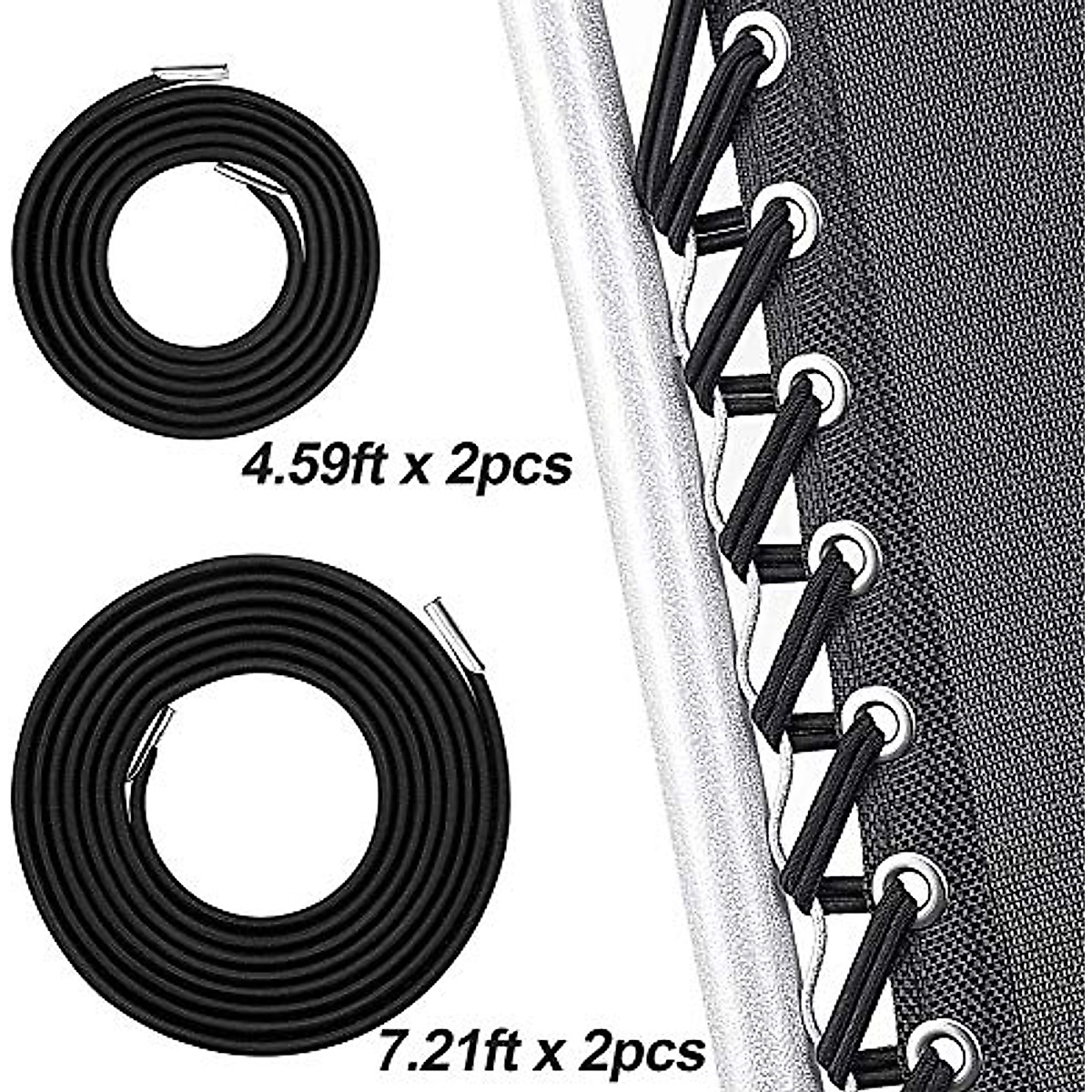 Zero Gravity Chair Replacement Cords, Replacement Laces for Antigravity Chair, Patio Recliners Repair Cord, Bungee Elastic Lounge Chair Cord, Recliner Replacement Parts (Black) 4PCS