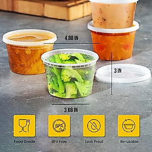 OCS Parts 240-Pack 16 Ounce Plastic Deli Containers with Lids | Stackable, Microwavable, Freezer and Dishwasher Safe BPA Free Reusable Plastic Food Containers for Home and Commercial Use