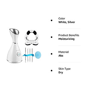 GETANYE Nano Ionic Face Steamer - 10X Penetration for Facial, Unclogs Pores, Moisturizing Spa Humidifier with Free Blackhead Remover Kit, Hair Band, Face Brush