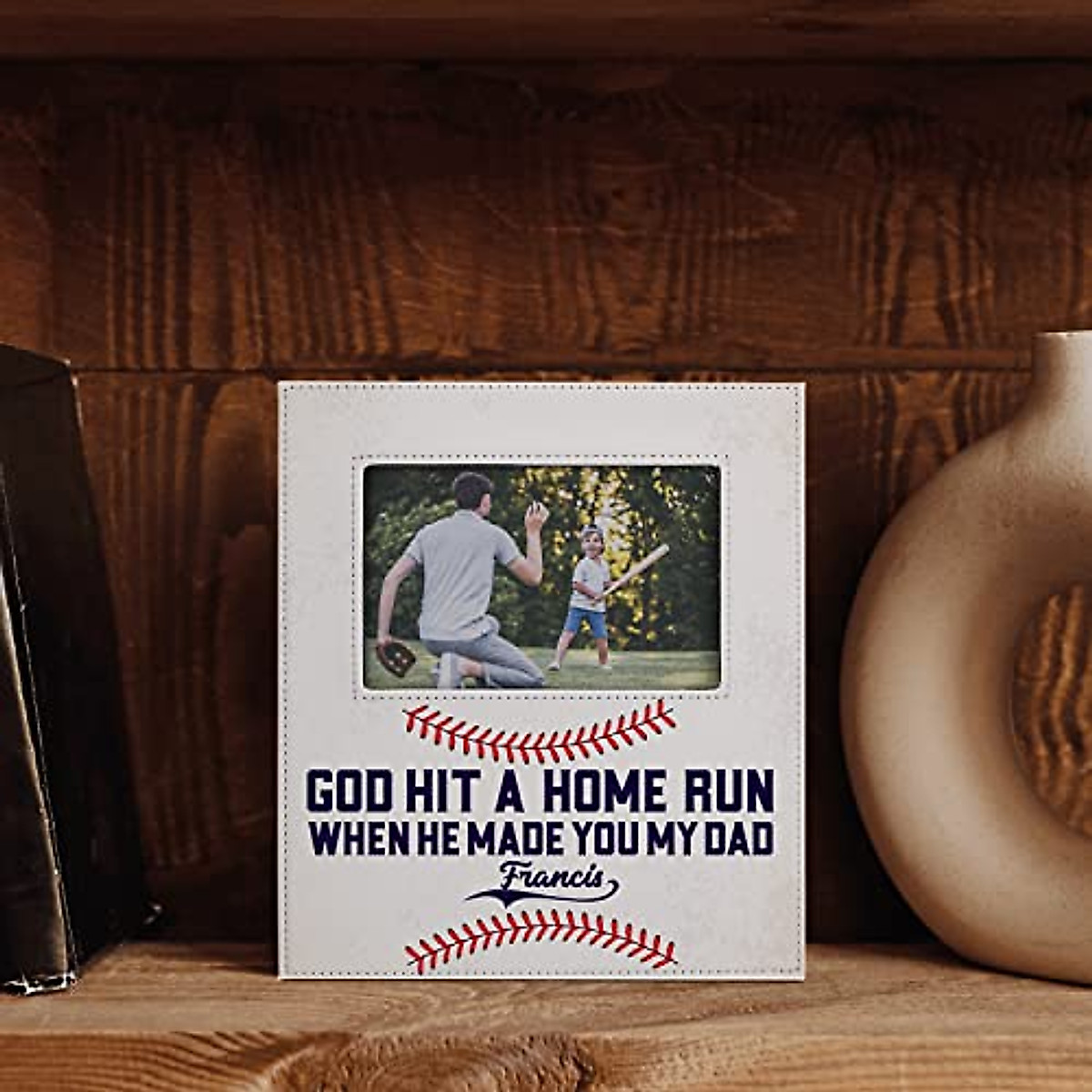 Personalized Dad Picture Frame | 6 Unique Designs incl. Baseball w/ 2 Size Options 4x6, 5x7 | Custom Fathers Day Photo Frame - Dad Gifts from Daughter, Son - Birthday Gifts for Dad