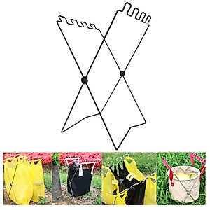 Trash Bag Holder Rack,BBQ Picnic Portable Garbage Storage Bags Rack,nvironmental Protection Iron Wire Folding Shelf for Kitchen Camping Hiking