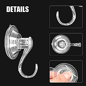 Emoly Suction Cup Hooks, 6 Packs Powerful Suction Hooks, Shower Suction Cup Hooks Holder, Heavy Duty Vacuum Suction Hooks, for Bathroom Kitchen Shower Towel Loofah Office Key Bag Coat