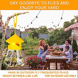 Simashts Reusable Fly Traps Outdoor Hanging with Natural Fly Bait Trap Refill, Reusable Fly Trap Fly Killer Outdoor Fly Catchers