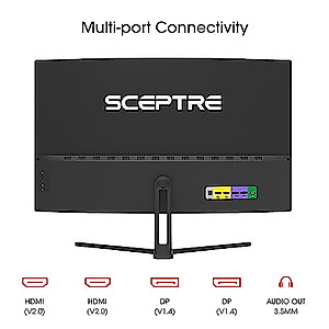 Sceptre 32-inch Curved Gaming Monitor Overdrive up to 240Hz DisplayPort 165Hz 144Hz HDMI AMD FreeSync Build-in Speakers, Machine Black (C325B-185RD)