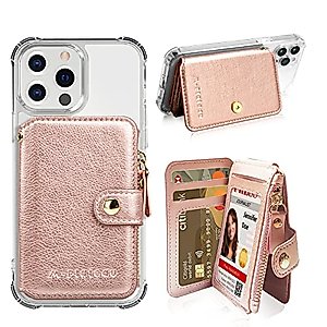 M-Plateau，Card Holder with Zipper Coin Purse,Phone Wallet with Cell Phone Lanyard for Most of Smart Cell Phones (Rose Pink)