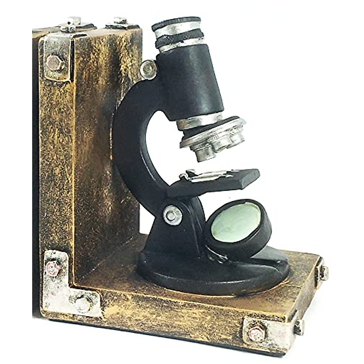 Bellaa 22731 Decorative Bookend Home Decor Scientist Book Ends Support Bookshelves Science Gift Heavy Duty Non Skid Gold 6 Inches