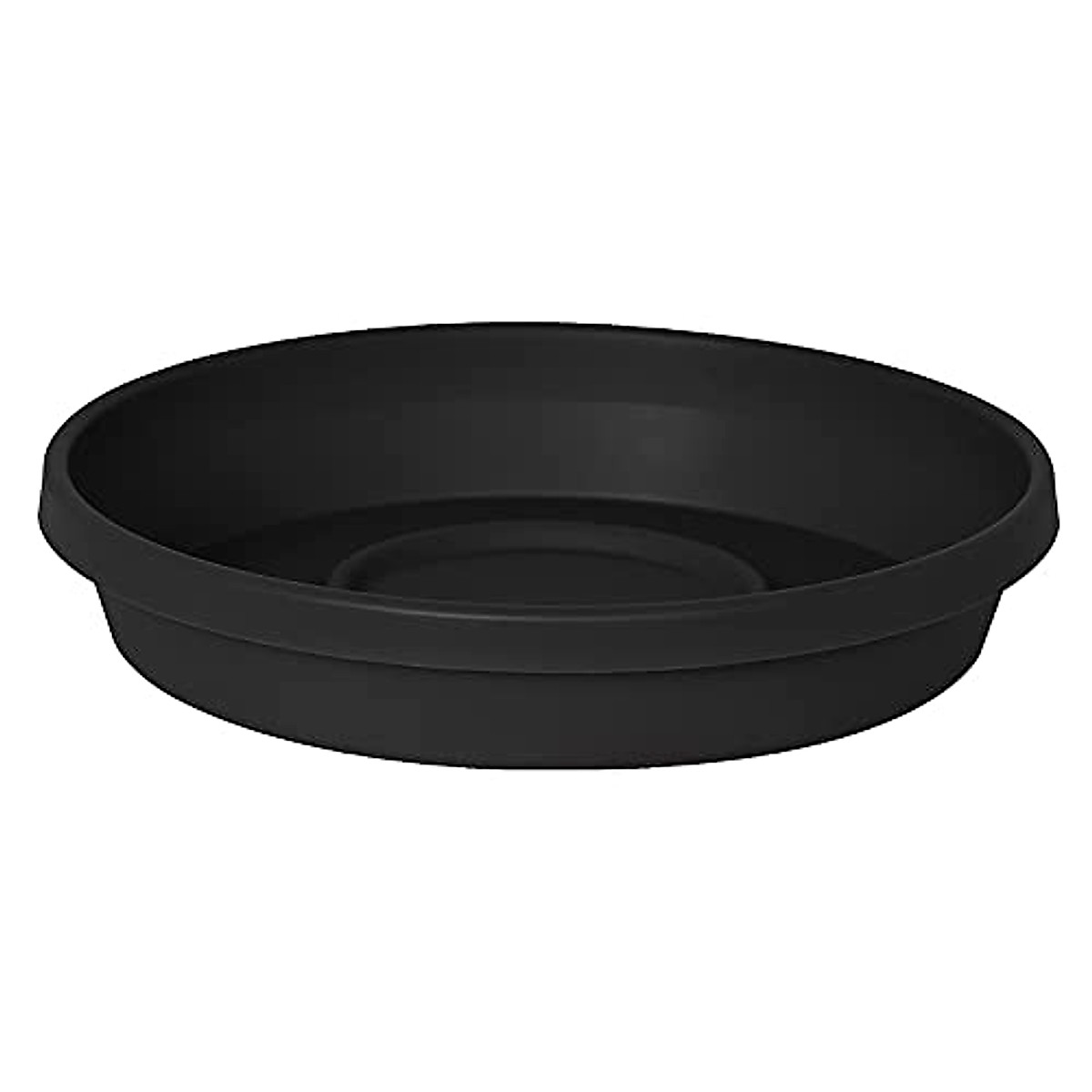 Bloem Terra Pot Round Drain Saucer: 20" - Black - Tray for Planters 15-20", Matte Finish, Durable Resin, Ribbed Bottom, for Indoor and Outdoor Use, Gardening, Planter Not Included