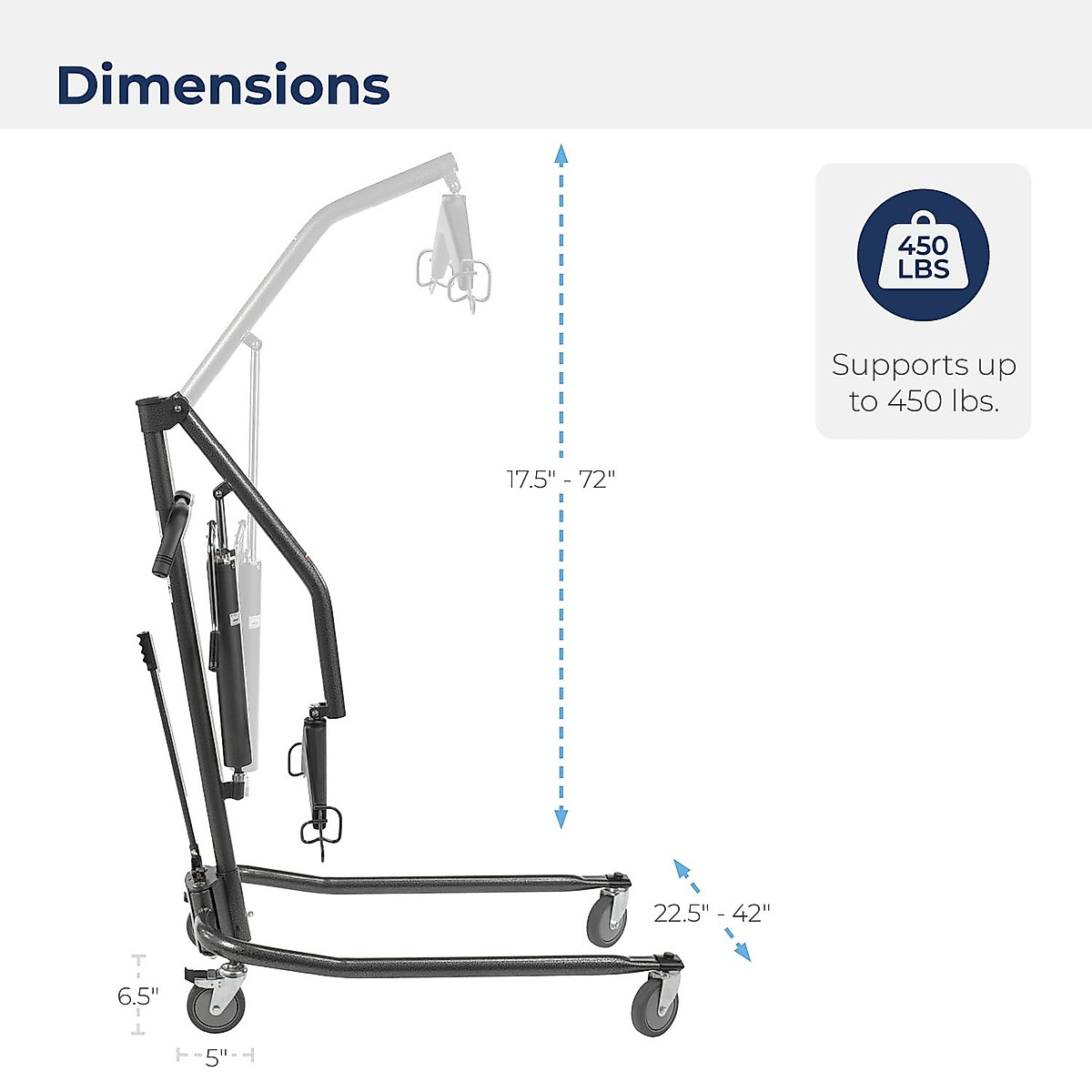 Drive Medical 13023SV Handicap Hydraulic Lift, Silver Vein 5 Inch (Pack of 1)