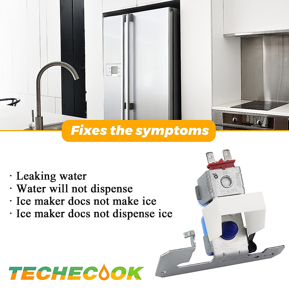 WR57X10033 Refrigerator Water Inlet Valve with Guard by Techecook - Fit for GE Hotpoint Kenmore Refrigerator - Replaces AP3189335 914151 SWR57X0090 SWR57X0093