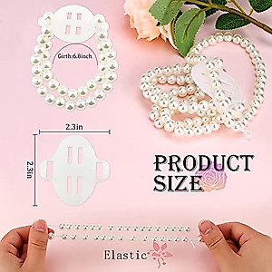 CIEHER 10 Pieces Pearl Wrist Corsage Elastic Bands Wristlets Corsage Wristlet Stretch Pearl Wedding Wristband Faux Pearl Bead Corsage Accessories Bracelets for Wedding Party Prom Bride Bridesmaid Handmade Flower Wrist Corsage