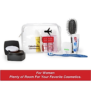 Cableinthebay TSA Approved Clear Travel Toiletry Bag-Quart Sized with Zipper-Airport Airline Compliant Bag/Bottles-Men's/Women's 3-1-1 Kit+Travel (1 PACK)