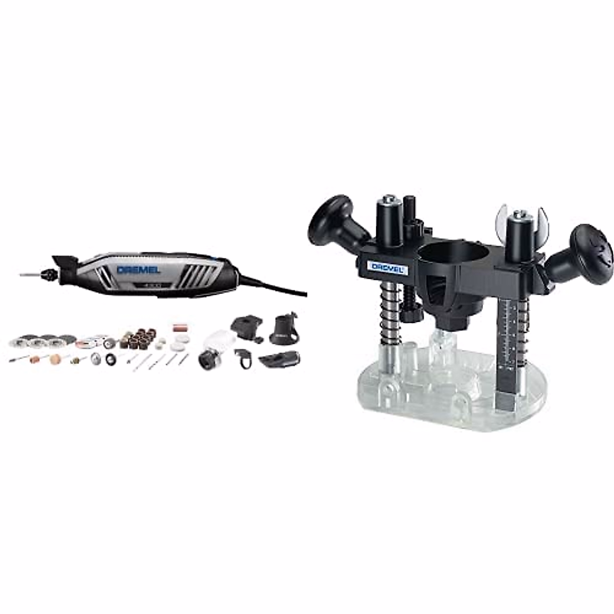 Dremel 4300-5/40 High Performance Rotary Tool Kit with LED Light- 5 Attachments & 40 Accessories- Engraver, Sander, and Polisher- Perfect for Grinding, Cutting, Wood & 335-01 Plunge Router Attachment