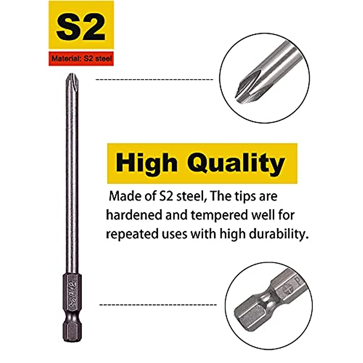 Rocaris 16 Pack 1/4 Inch Hex Shank Long Magnetic Screwdriver Bits Set 4 in Power Tools(Slotted+Cross+Hex+Plum blossom)