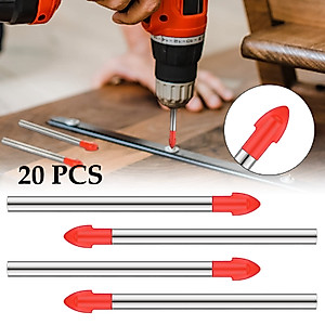 20 Pieces 6 mm tile drill bits Cemented Carbide Masonry Drill Bits for Glass Multi-material Concrete Drill Bit Cement Drill Bit Tile Bits Ceramic Carbide Drill Bit for Glass Plastic Brick Wall, Orange