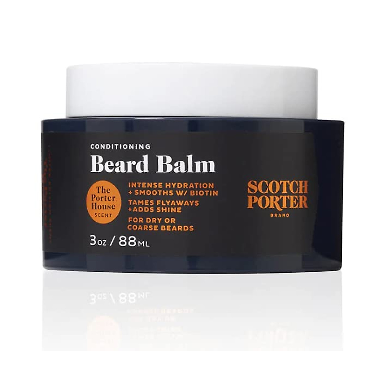 Scotch Porter Conditioning Beard Balm for Men | Porter House | Hydrates, Smooths, Adds Shine & Tames Flyaway Hair | Formulated with Non-Toxic Ingredients, Free of Parabens, Sulfates & Silicones | Vegan | 3oz Jar