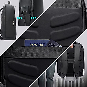 BOPAI Anti-Theft Business Backpack 15.6 Inch Laptop Water-Resistant with USB Port Charging Travel Backpack Anti-Glare Functional Rucksack Light-Weight Backpack for Men (15.6 inch, Black)