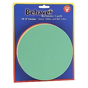Hygloss Behavior Cards - Motivational for Students & Kids - Red, Yellow & Green Incentive Cards for Classroom - Early Childhood Education Material - Pocket Chart Cards - 5” Circles - Pack of 75
