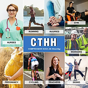 CTHH 5 Pairs Compression Socks for Women & Men Circulation Support Knee High Socks (01 Green/White/Blue/Sheep, Small-Medium)