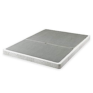 ZINUS No Assembly Box Spring / 4 Inch White Mattress Foundation / Sturdy Metal Structure, Queen,Grey