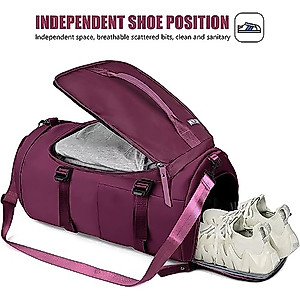Gym Bag for Women and Men Sports Duffle Bag Travel Backpack Weekender Overnight Bag with Shoes Compartment Purple - MIYCOO
