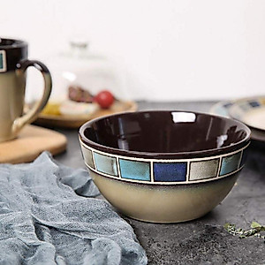 GagalU Dinner Set,4 Pieces of Vintage Porcelain Dinner Set Ceramic Dinner Plate Dessert Plate Steak Plate Salad Bowl and Mug Service for 1 Person