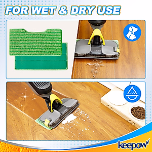 KEEPOW Reusable Mop Pads Refills, Vacmop Replacement Pads Compatible with Shark Vac Mop VM252 VM200 VC205 VM250 /QM250 VM190 VM200P12, Hardwood Floor Mop Pad with Upgraded Dirt Chamber (1+2+3 Pads)