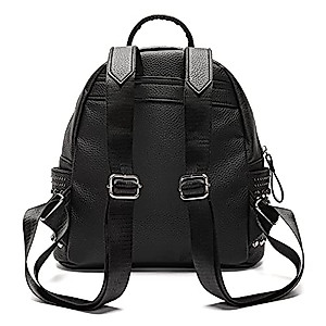 JOZZYAPA Black Faux Leather Studded Backpack Purse Rhinestone Backpack Purse Gothic Motorcycle Biker Backpack Purse Mall Goth Bag Gothic Gifts for Women