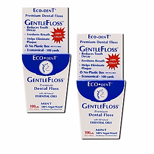 Eco-Dent Premium Dental Floss GentleFloss, Mint Flavored 100 yards (a) - 2pc