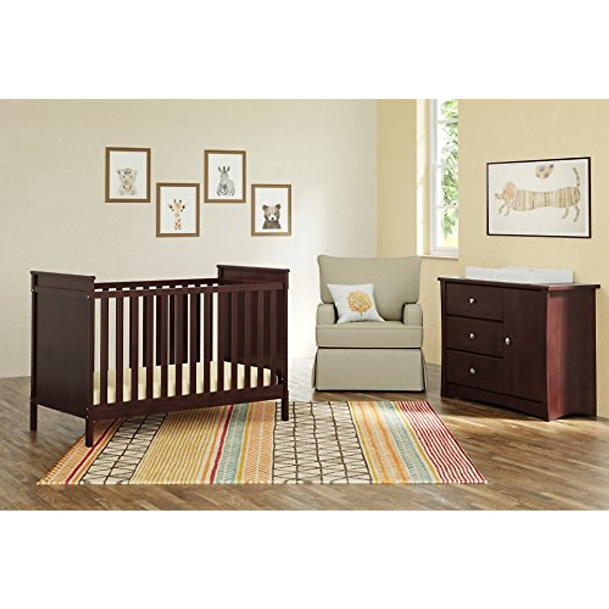 Storkcraft Crescent 3 Drawer Combo Dresser (Espresso) – Baby and Kids Bedroom Organizer, Nursery Chest, Storage Dresser With Drawers, Universal Design