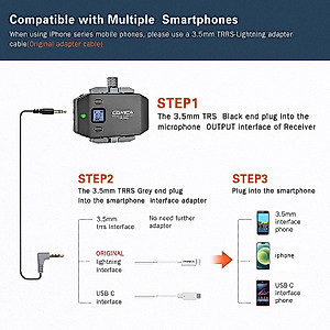comica CVM-WS50C Wireless Lavalier Microphone for iPhone with Tripod, Real-time Monitor, Wireless Lapel Mic for Android, Video Recording Mic for YouTube TikTok Livestream Vlog.