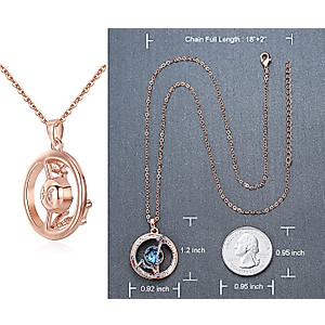 Leafael "Superstar Zodiac Constellation Pendant Necklace Made with Premium Crystals Feburary March Birthstone Amethyst Purple Horoscope Jewelry, Pisces, 14k Rose Gold Plated, 18"+2"