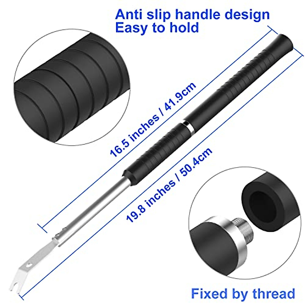 TANiCOO Extra Length Grill Scraper for Hot Grill - Heavy Duty BBQ Cleaning Tool - Bristle Free Safe Scraper with Long Handle Fits Round Grilling Grate, Good Barbeque Cleaning Gift for Dad and Mom.